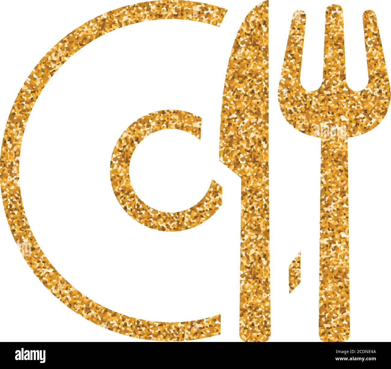 Dishes icon in gold glitter texture. Sparkle luxury style vector ...