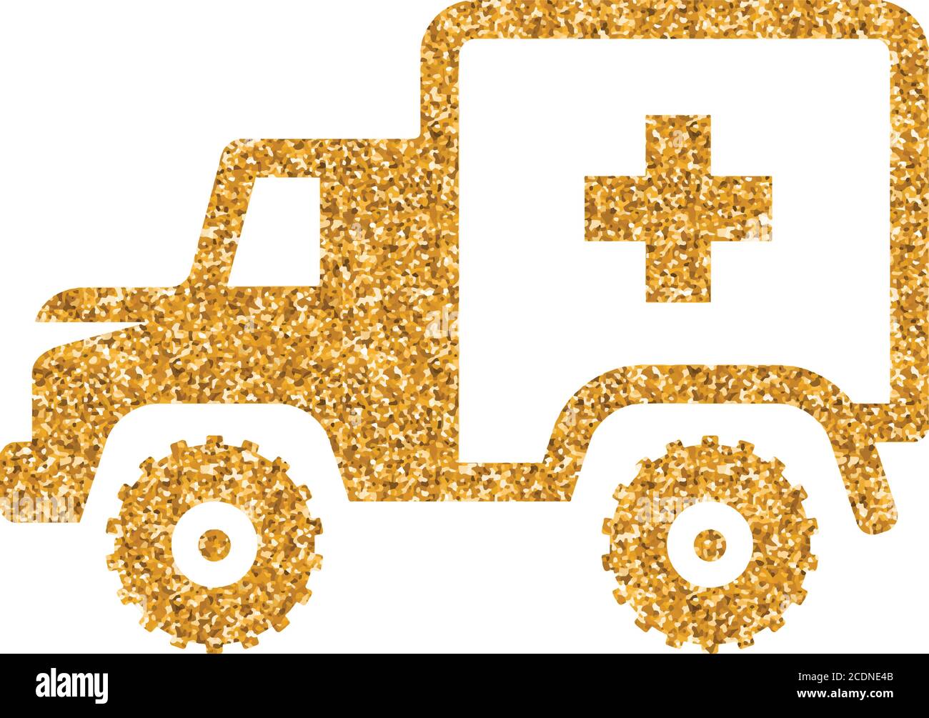 Military ambulance icon in gold glitter texture. Sparkle luxury style ...