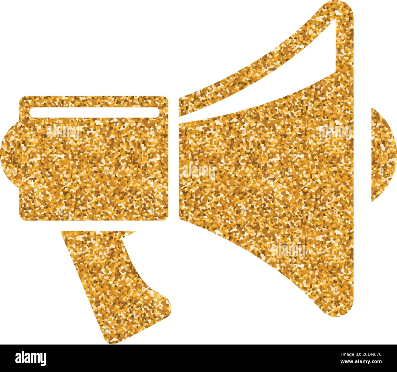 Megaphone icon in gold glitter texture. Sparkle luxury style vector ...