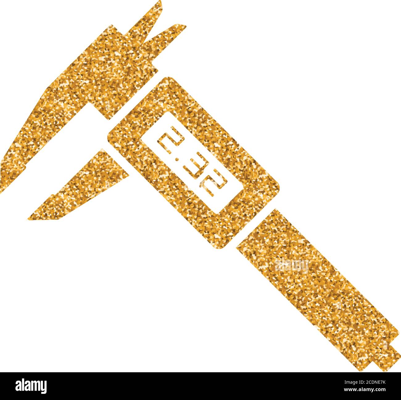 Dial caliper icon in gold glitter texture. Sparkle luxury style vector ...