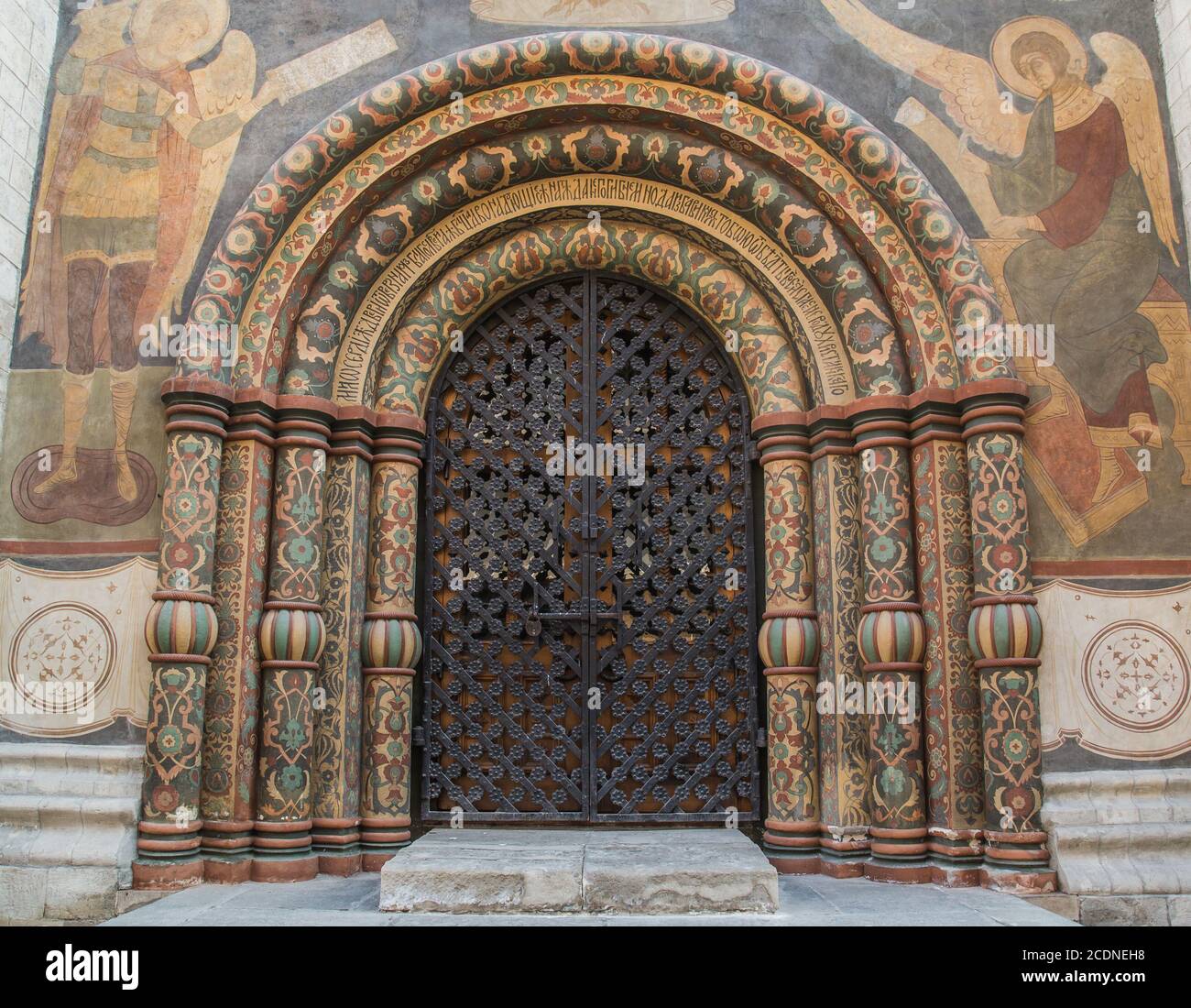 Main gate entrance into the Cathedral of Assumption in Kremlin Stock ...