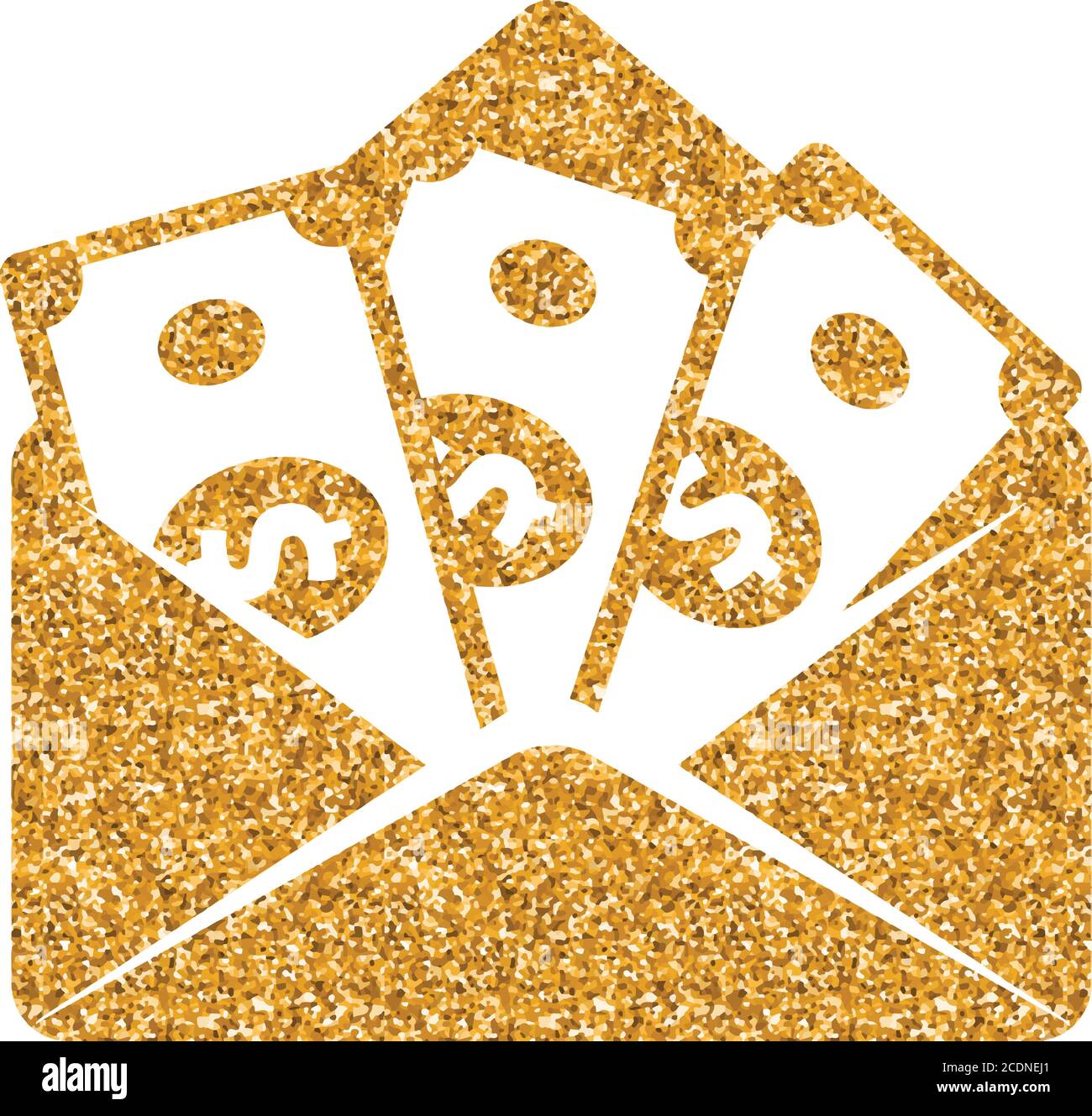 Money envelope icon in gold glitter texture. Sparkle luxury style ...