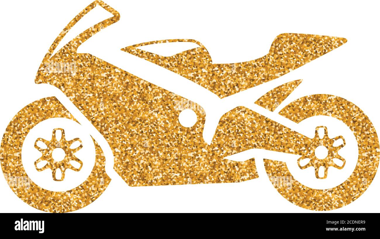 Motorcycle icon in gold glitter texture. Sparkle luxury style vector ...