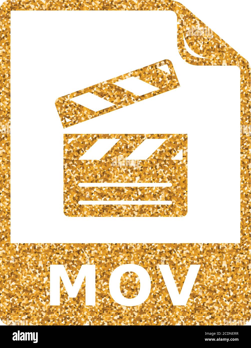 Video file format icon in gold glitter texture. Sparkle luxury style ...