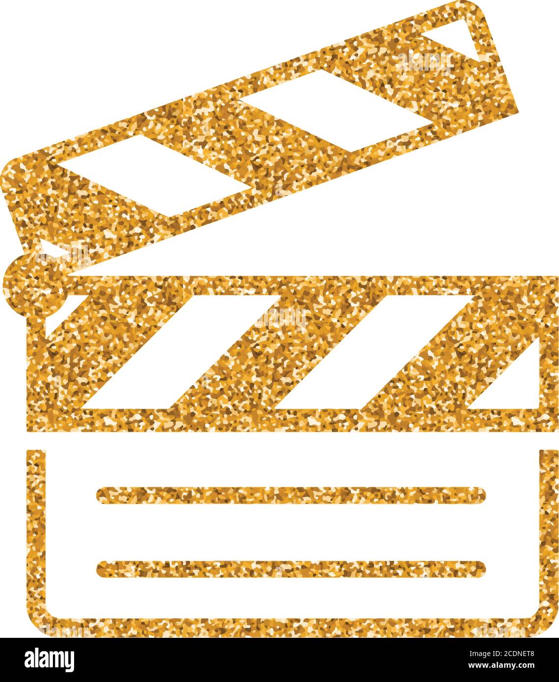 Cinema film icon in gold glitter texture. Sparkle luxury style vector ...