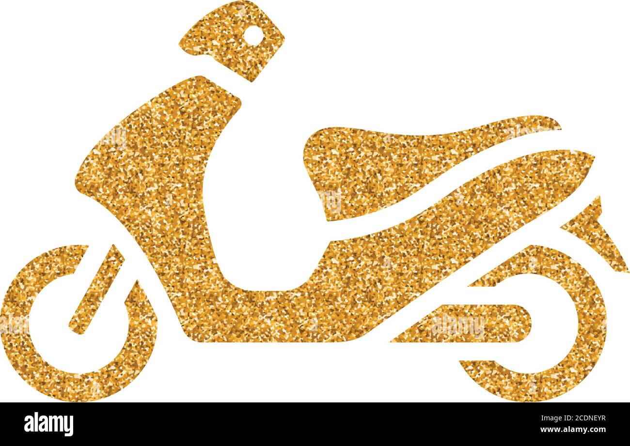 Motorcycle icon in gold glitter texture. Sparkle luxury style vector ...