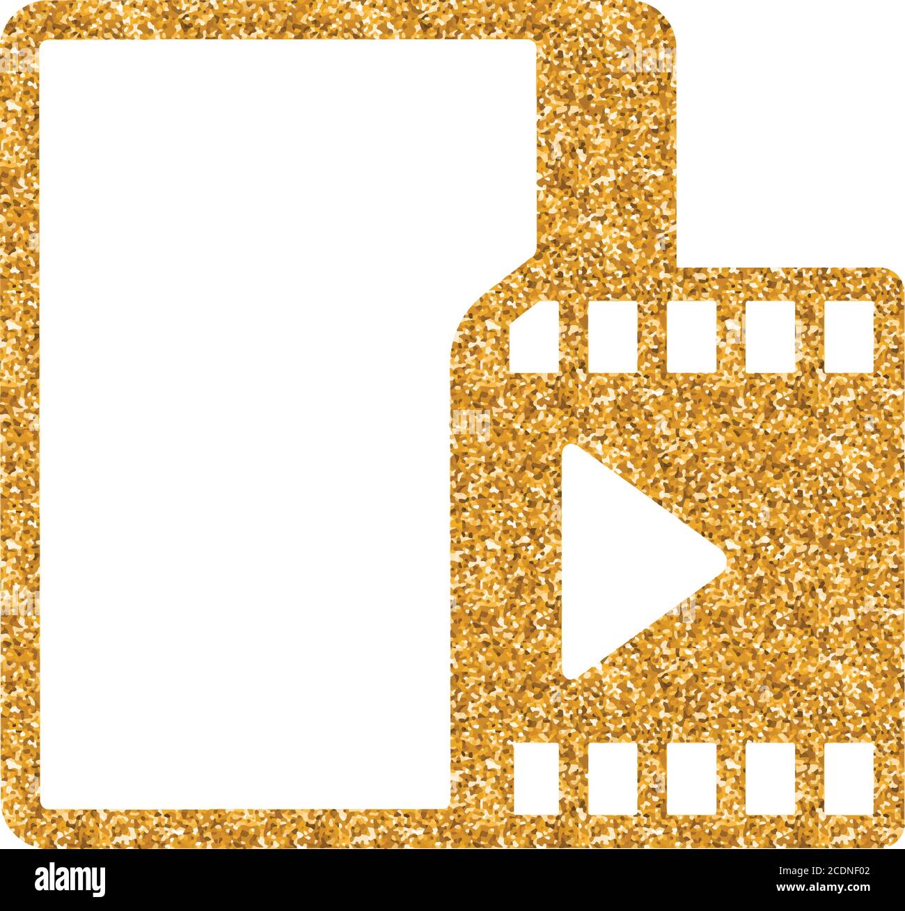 Cinema film icon in gold glitter texture. Sparkle luxury style vector ...