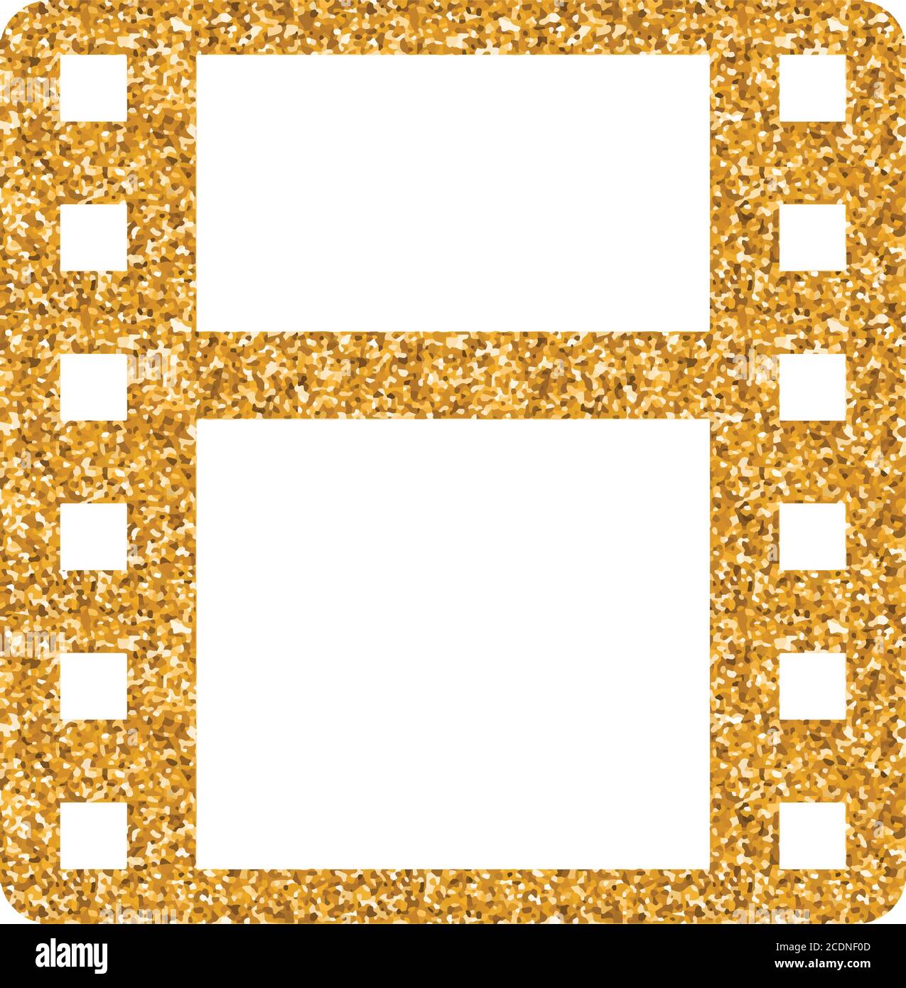 Cinema film icon in gold glitter texture. Sparkle luxury style vector ...