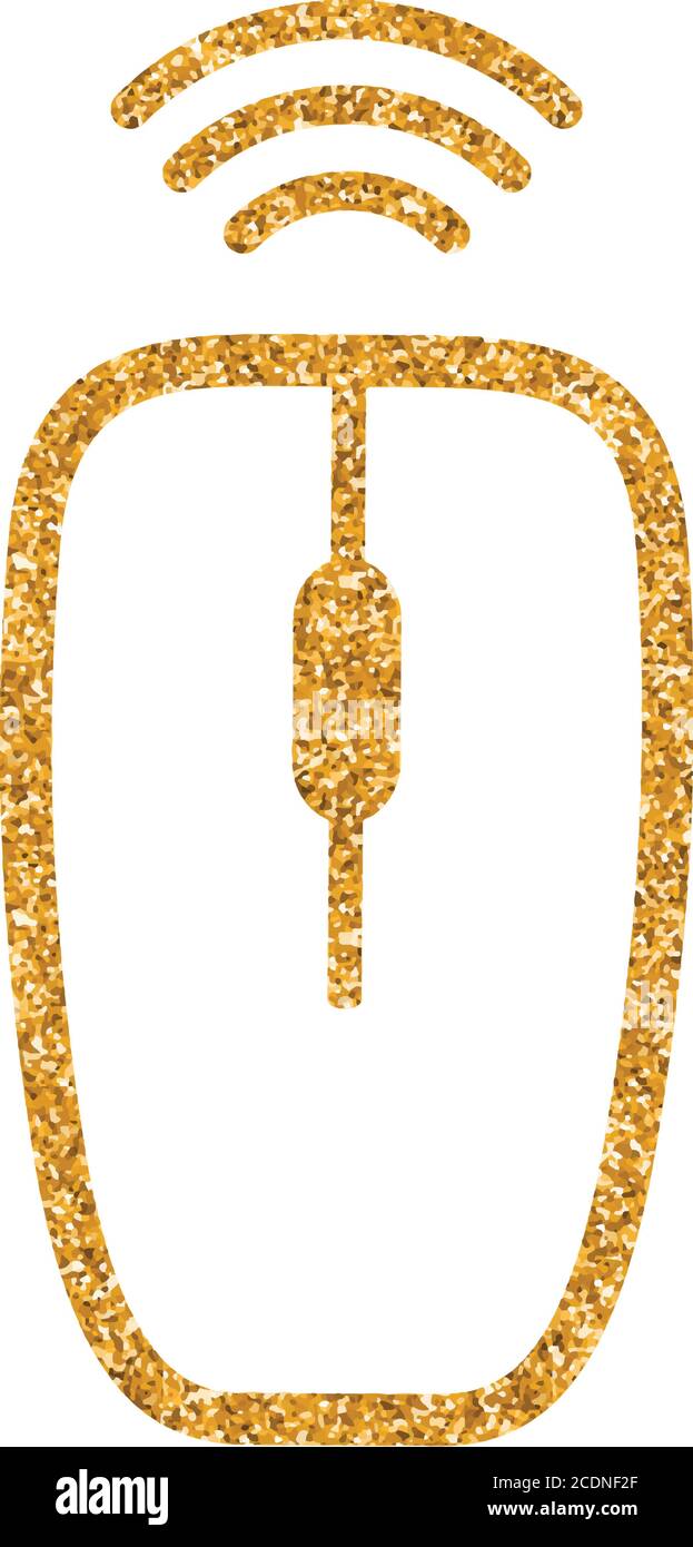 Computer mouse icon in gold glitter texture. Sparkle luxury style ...