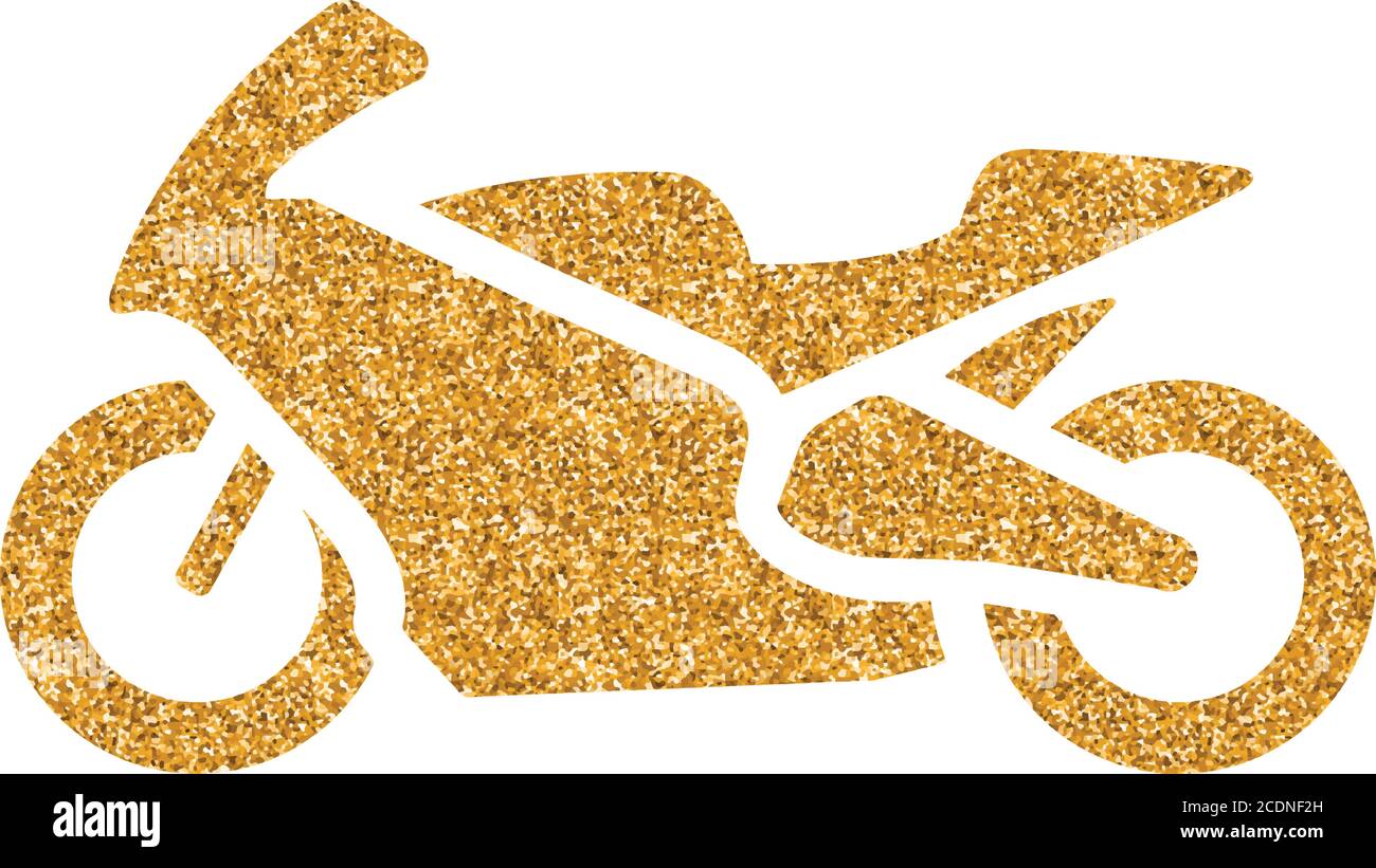 Motorcycle icon in gold glitter texture. Sparkle luxury style vector ...