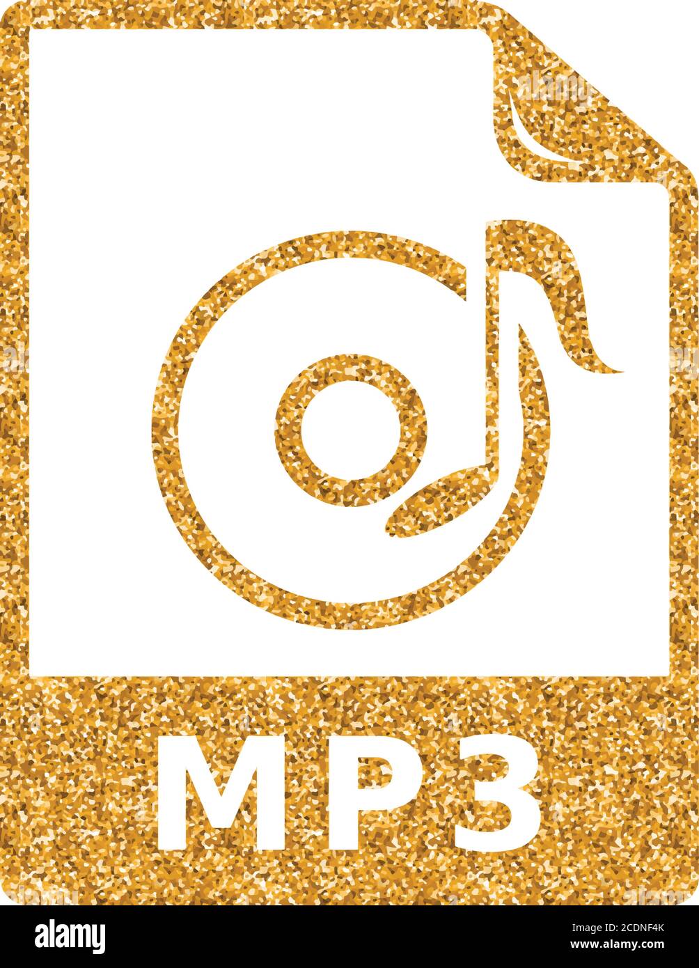 Audio file icon in gold glitter texture. Sparkle luxury style vector ...