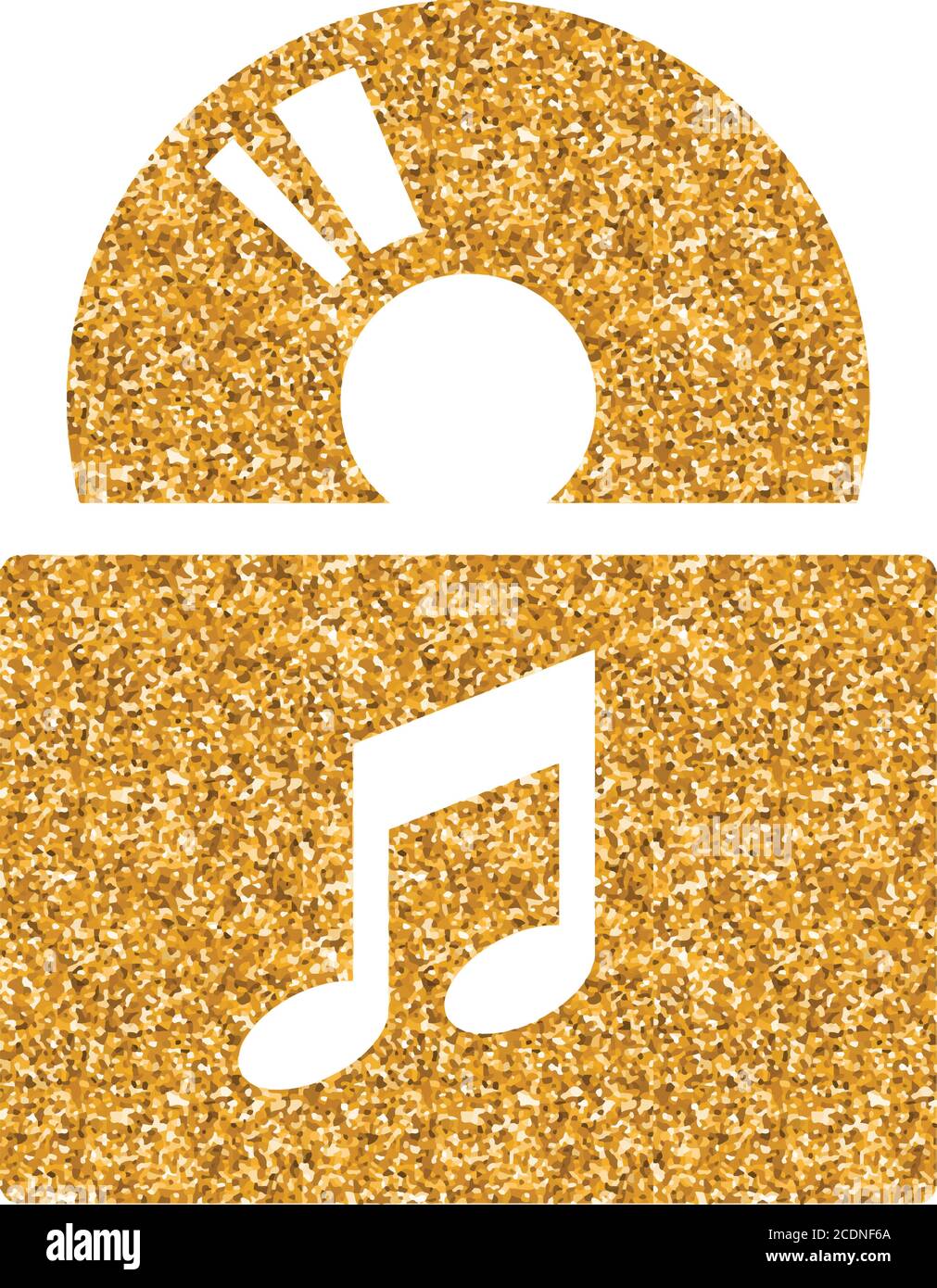 Music album icon in gold glitter texture. Sparkle luxury style vector ...