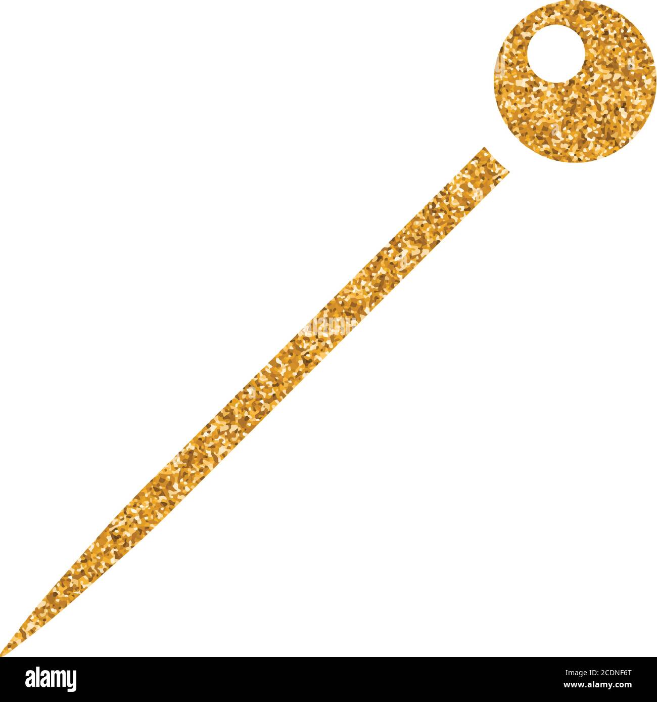 Needle icon in gold glitter texture. Sparkle luxury style vector ...