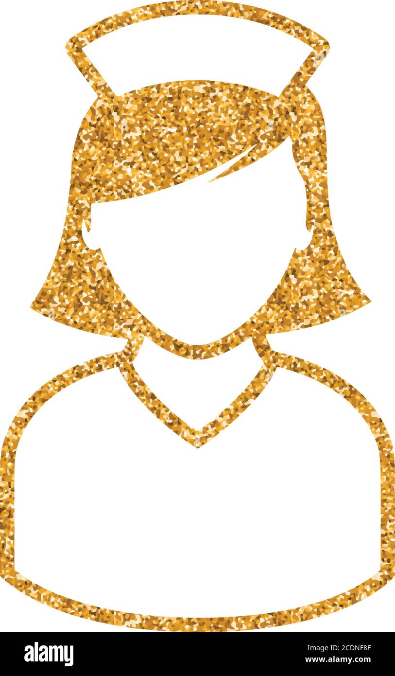 Nurse icon in gold glitter texture. Sparkle luxury style vector ...