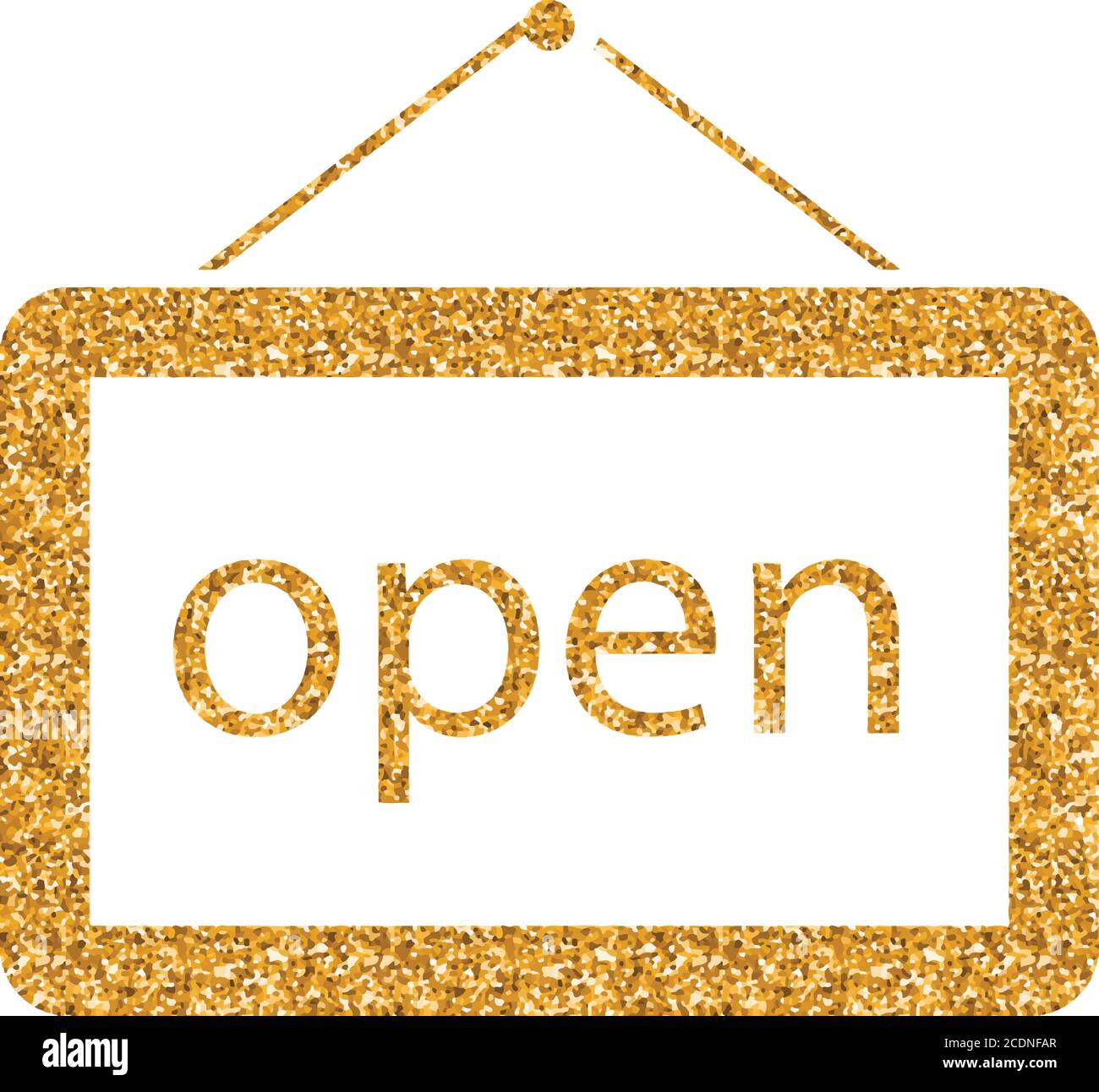 Open sign icon in gold glitter texture. Sparkle luxury style vector ...
