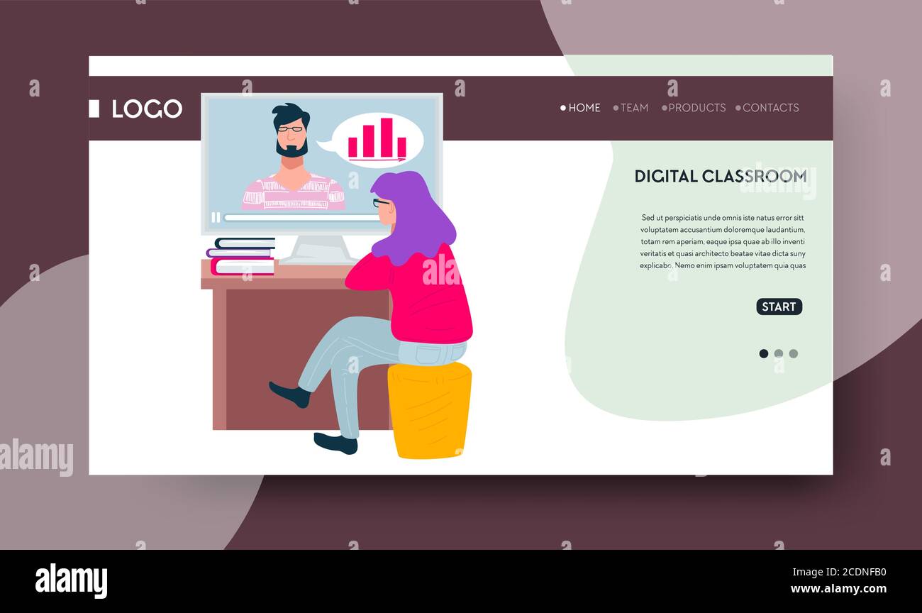 Digital classroom, online education for students and adults Stock ...