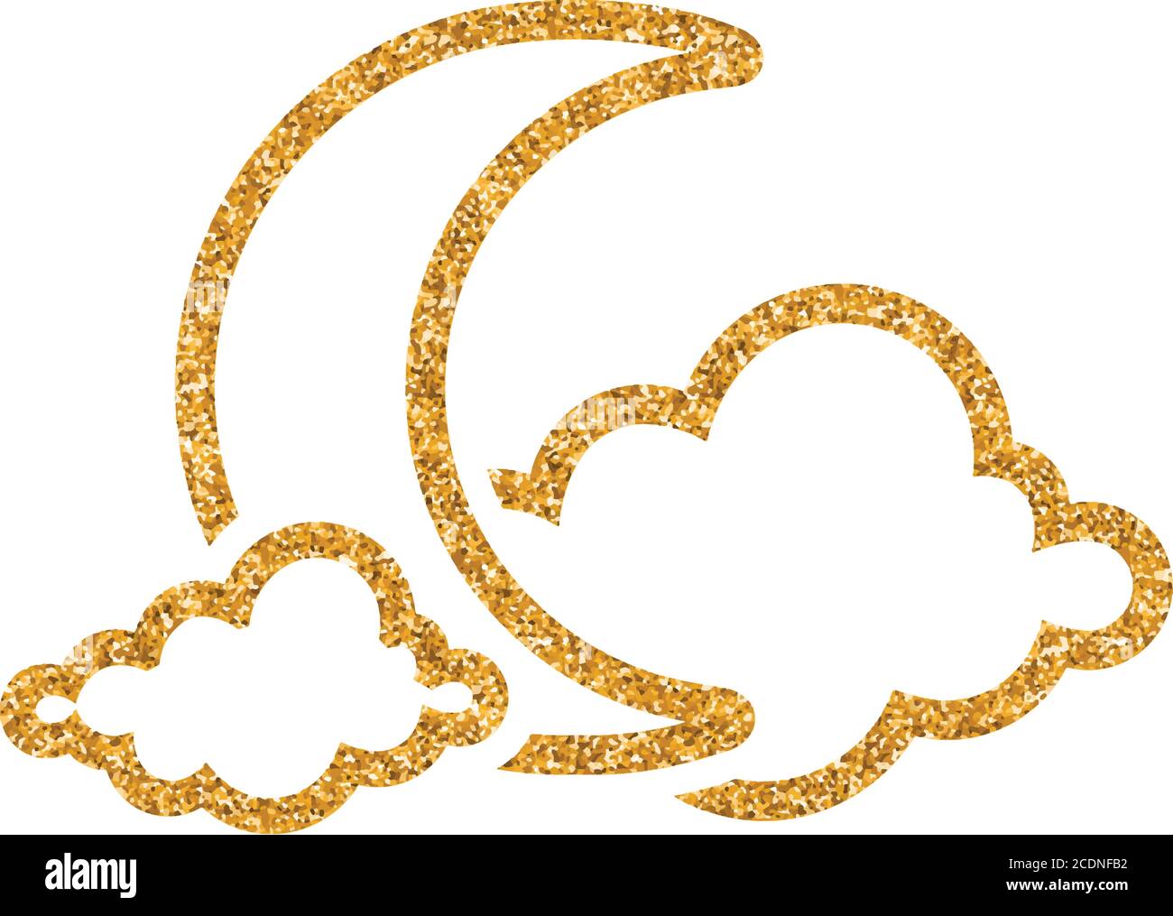 Weather overcast cloudy icon in gold glitter texture. Sparkle luxury style vector illustration ...