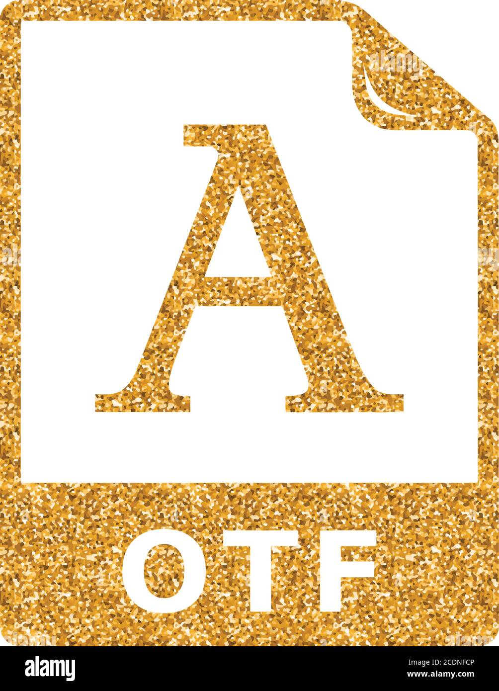 Open type file format icon in gold glitter texture. Sparkle luxury ...