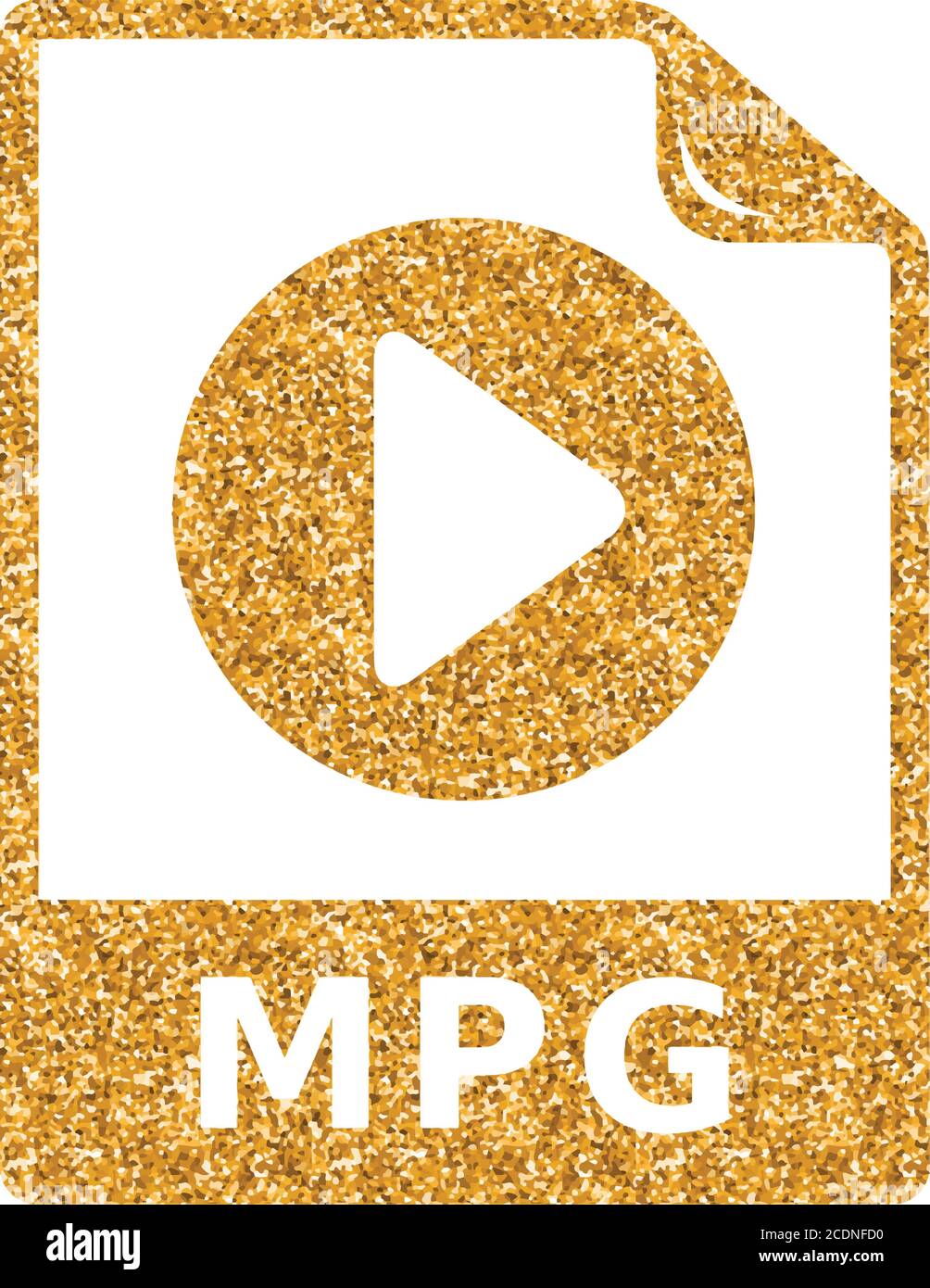 Video file format icon in gold glitter texture. Sparkle luxury style ...
