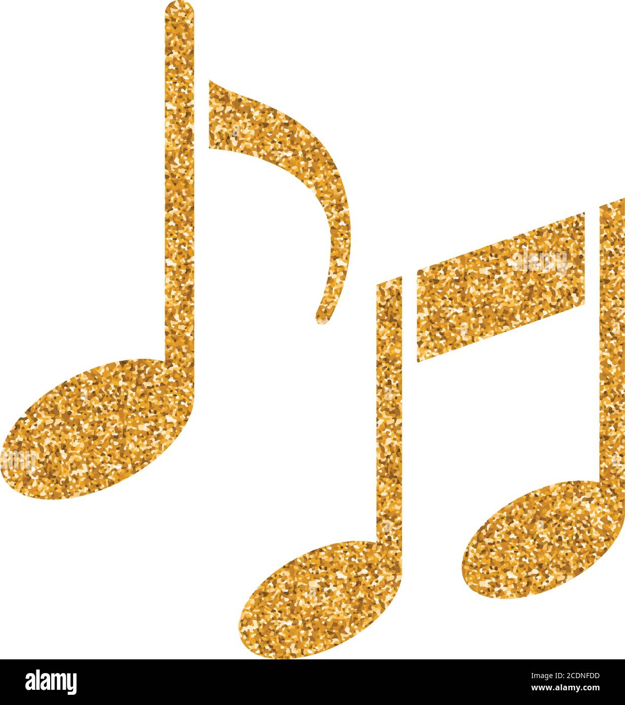 Music notes icon in gold glitter texture. Sparkle luxury style vector ...