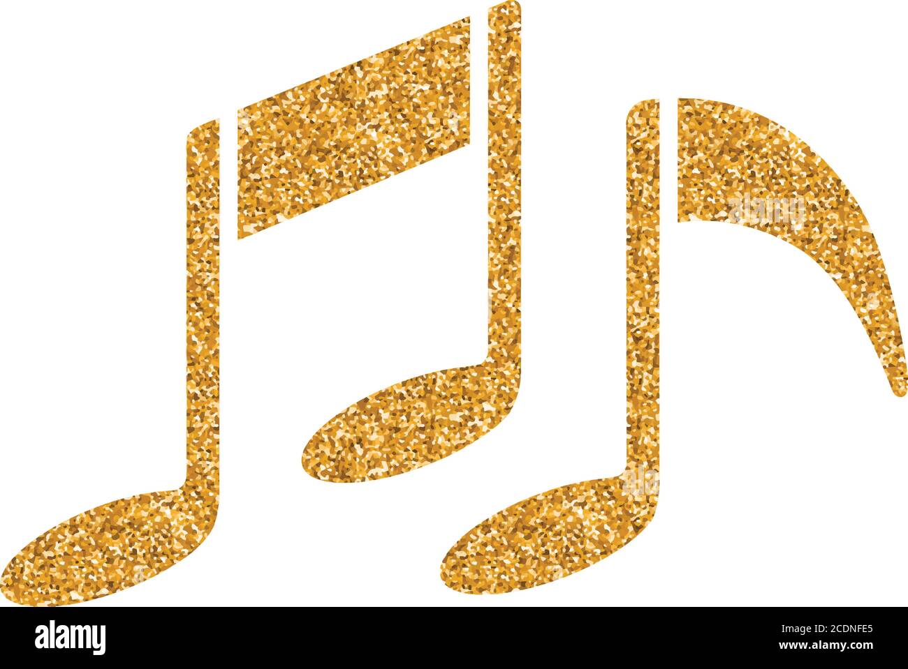 Music notes icon in gold glitter texture. Sparkle luxury style vector ...