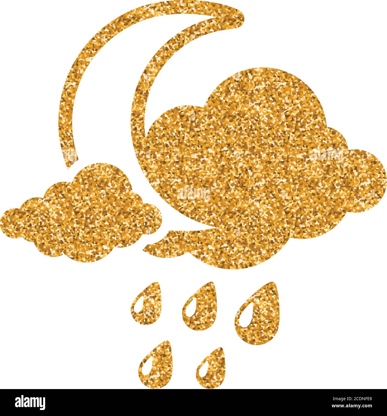 Weather overcast rainy icon in gold glitter texture. Sparkle luxury style vector illustration ...