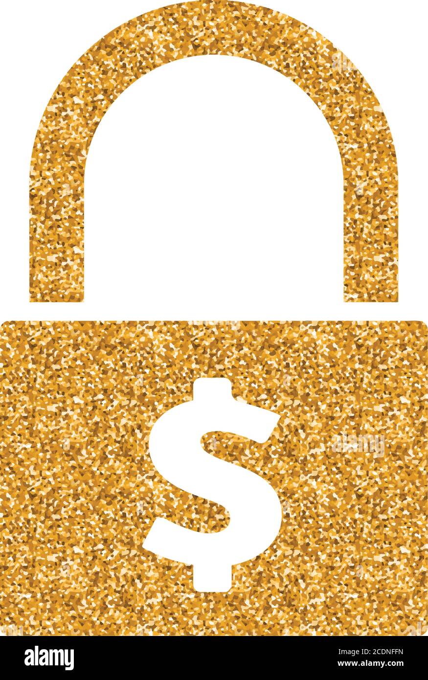 Padlock icon in gold glitter texture. Sparkle luxury style vector ...