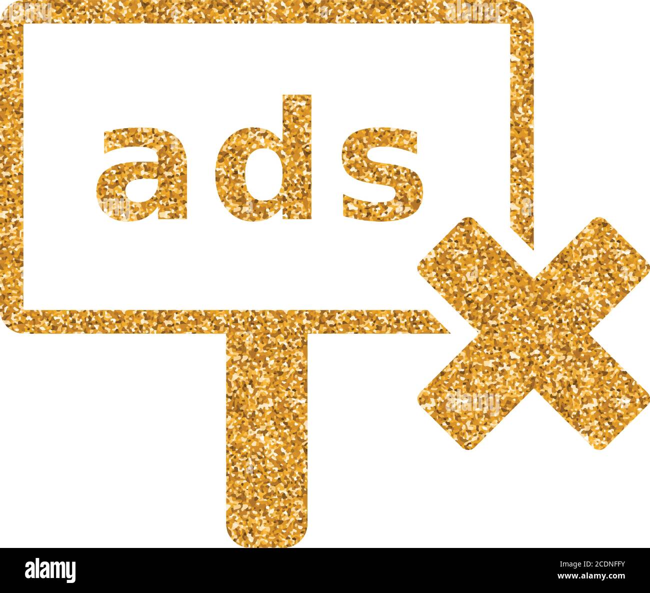 Ad post with cross sign icon in gold glitter texture. Sparkle luxury ...