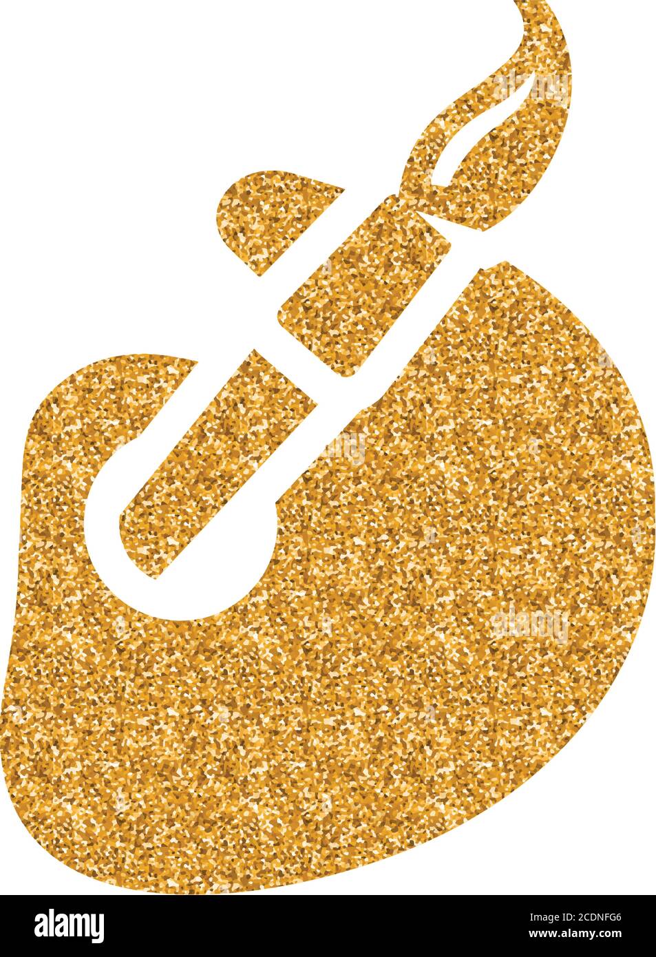 Artist painting palette icon in gold glitter texture. Sparkle luxury ...