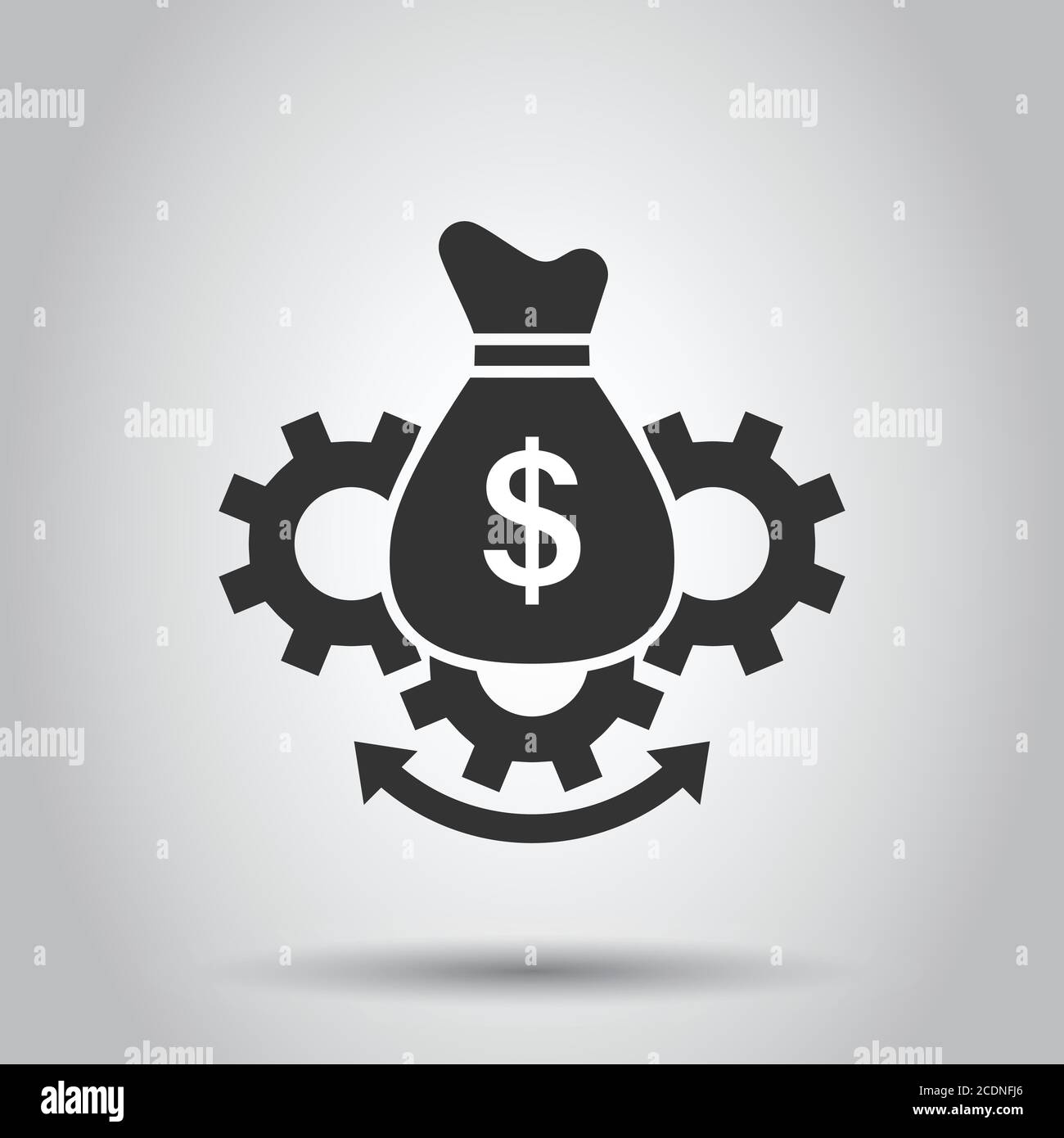 Money optimization icon in flat style. Gear effective vector ...