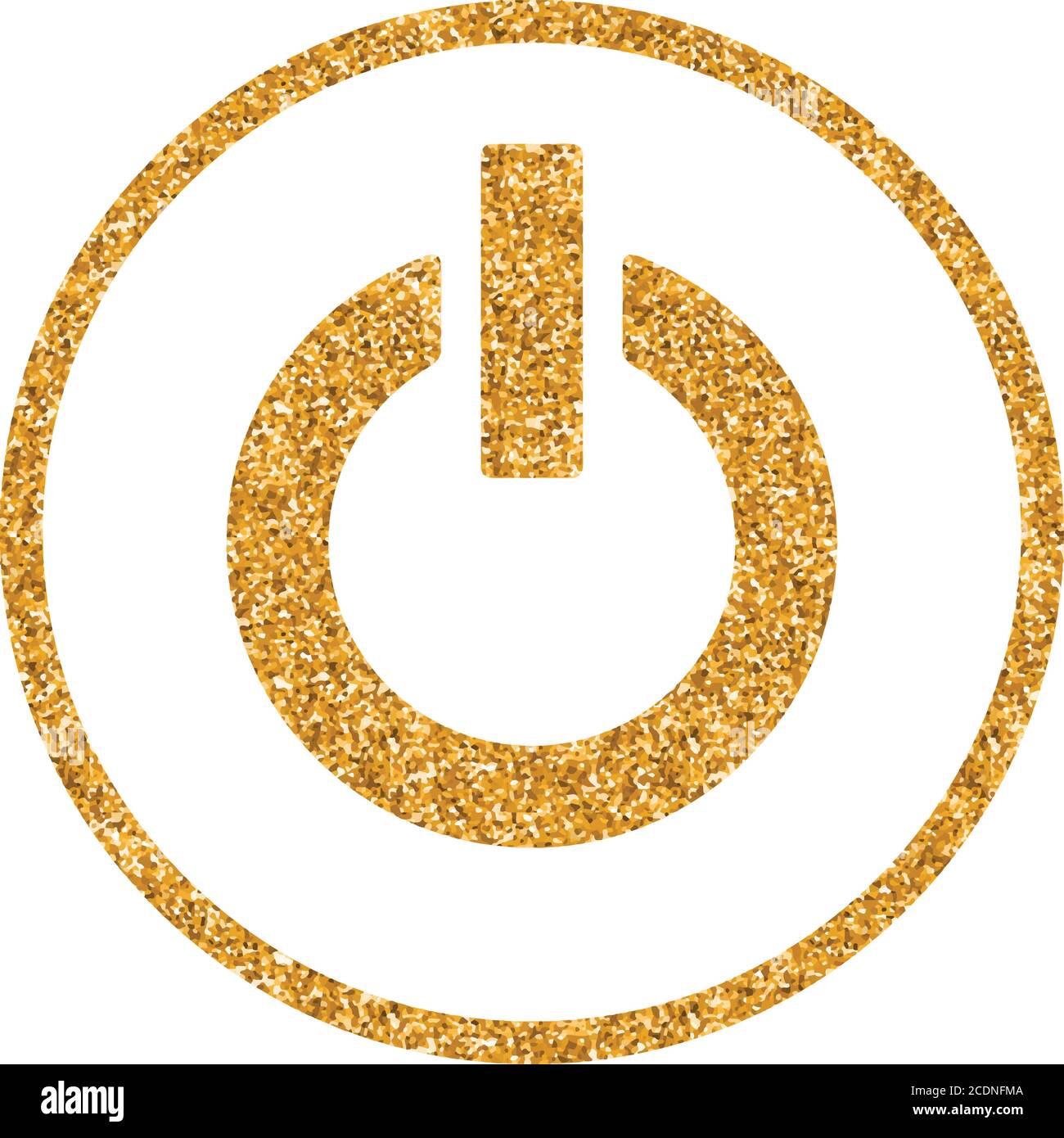 Power button icon in gold glitter texture. Sparkle luxury style vector ...