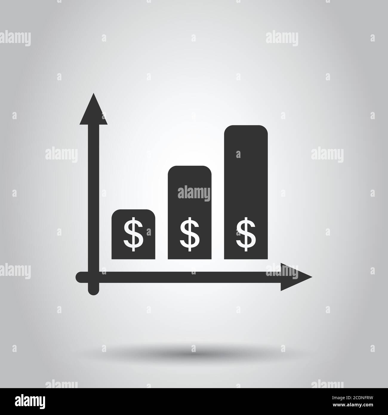 Money growth icon in flat style. Arrow progress vector illustration on ...