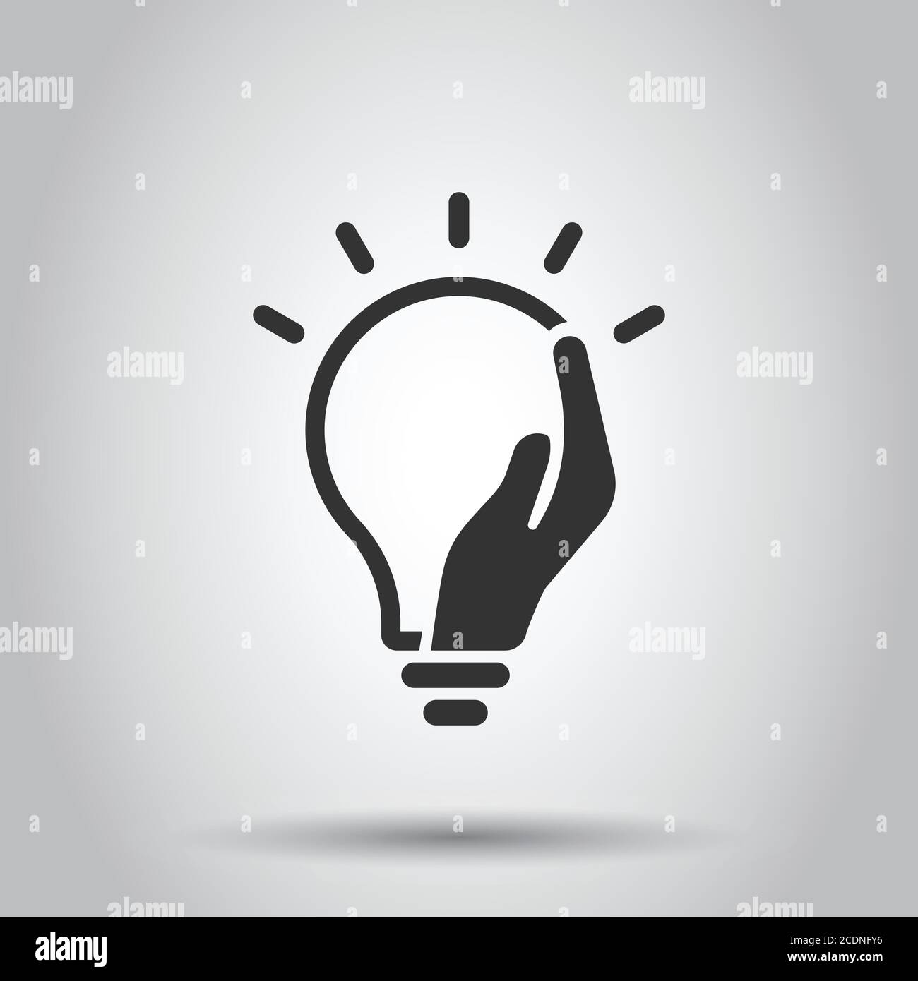 Lightbulb in hand icon in flat style. Bulb vector illustration on white ...