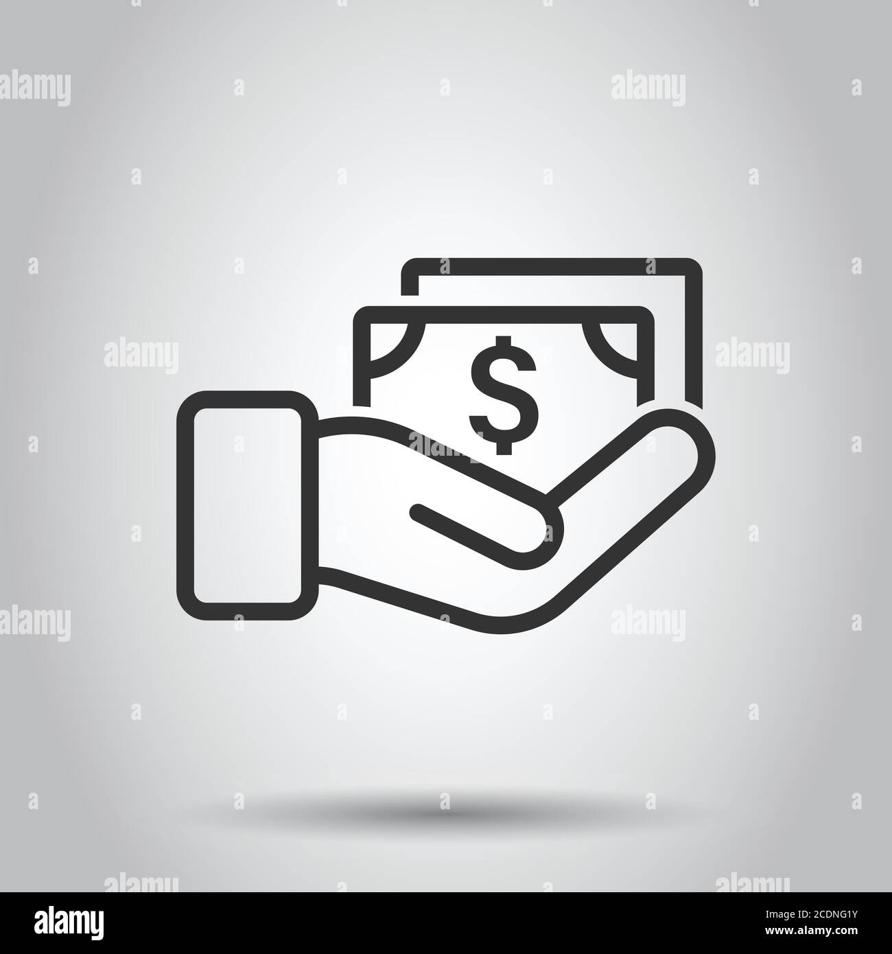 Remuneration icon in flat style. Money in hand vector illustration on ...