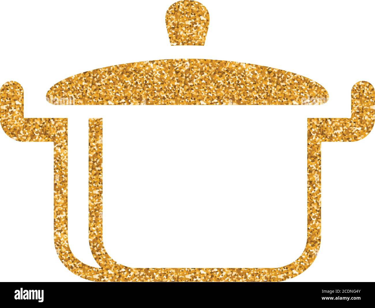 Cooking pan icon in gold glitter texture. Sparkle luxury style vector ...