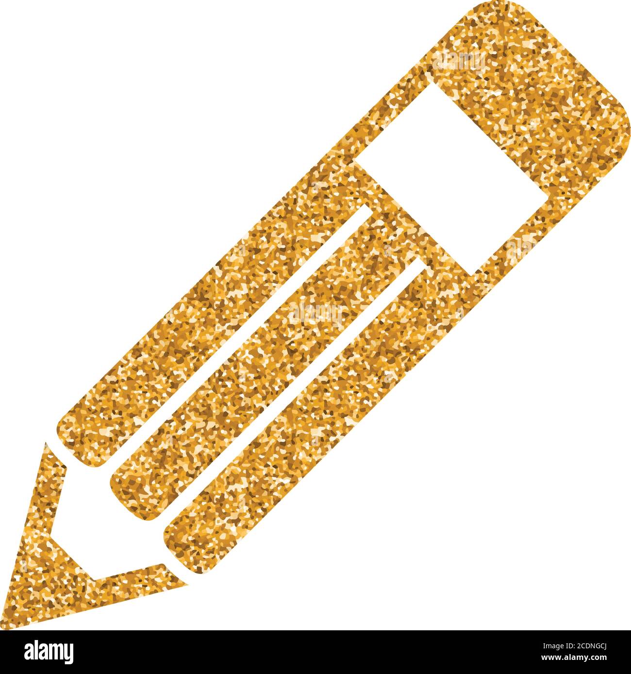 Pencil icon in gold glitter texture. Sparkle luxury style vector ...
