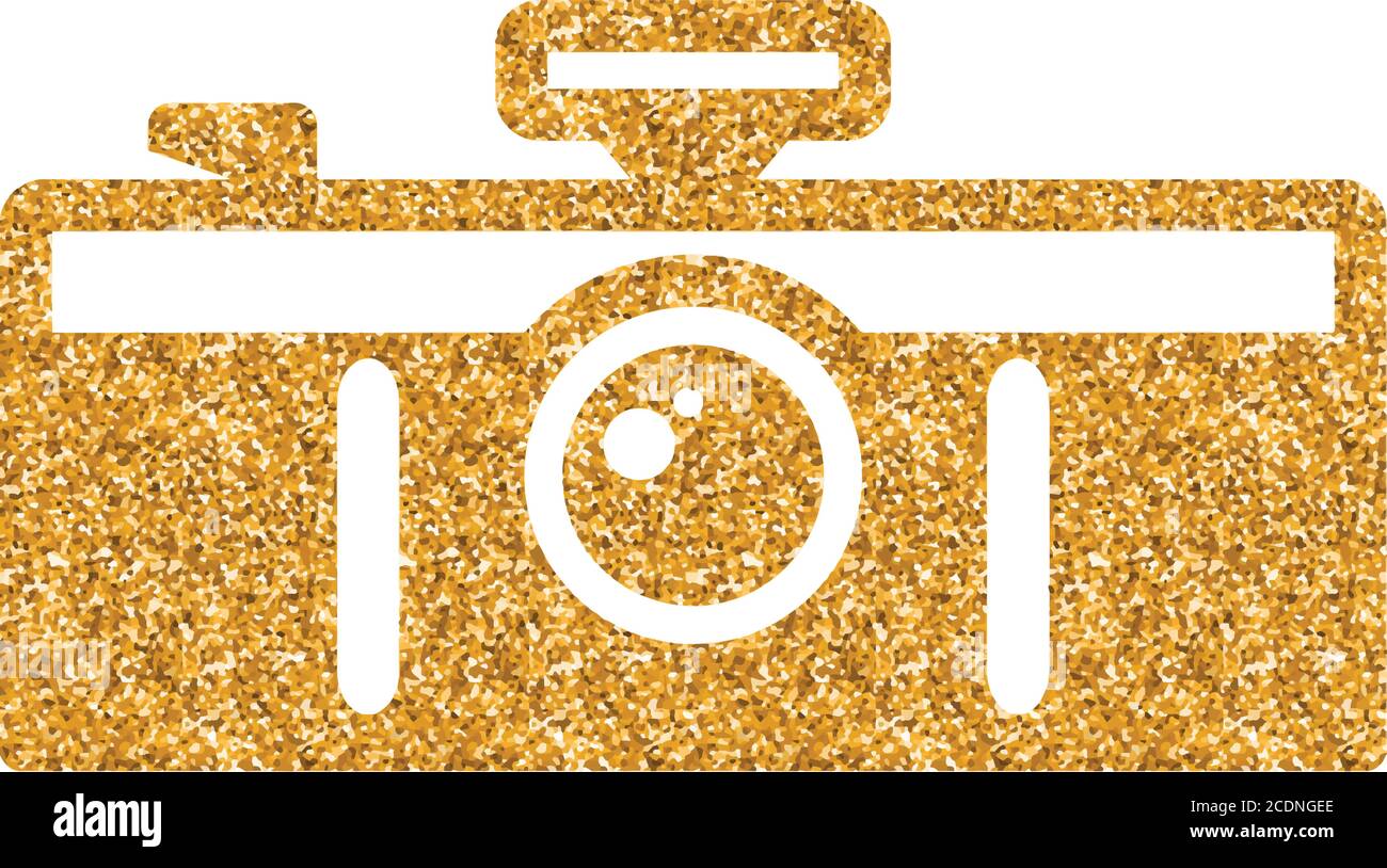 Panorama camera icon in gold glitter texture. Sparkle luxury style ...