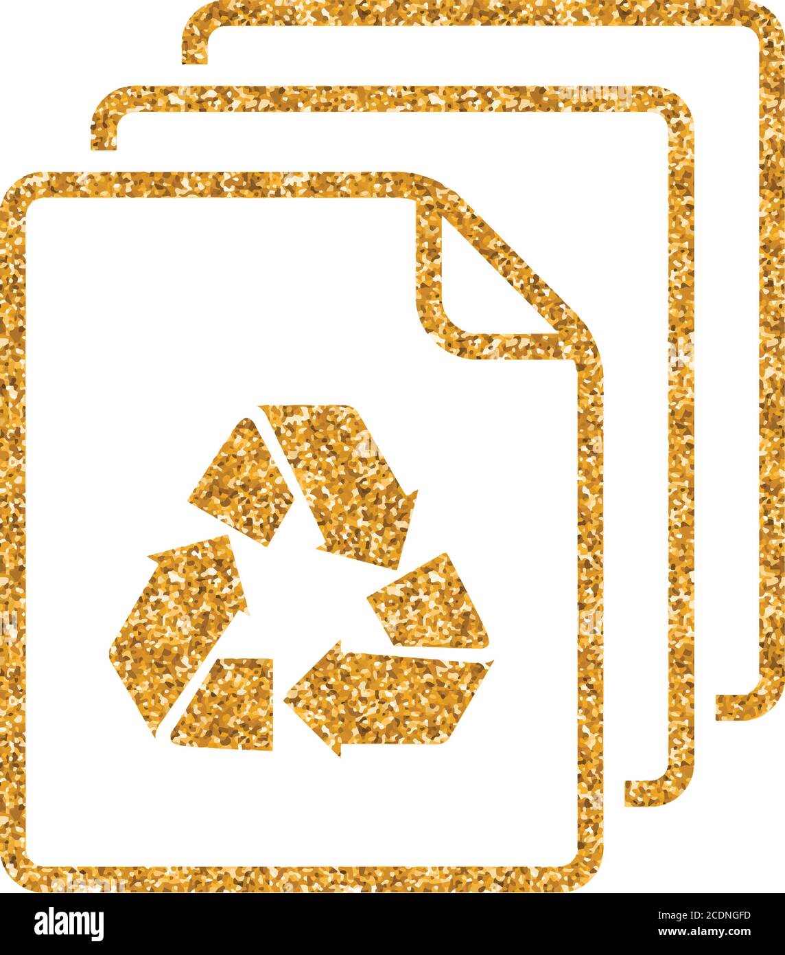 Recycle symbol icon in gold glitter texture. Sparkle luxury style ...