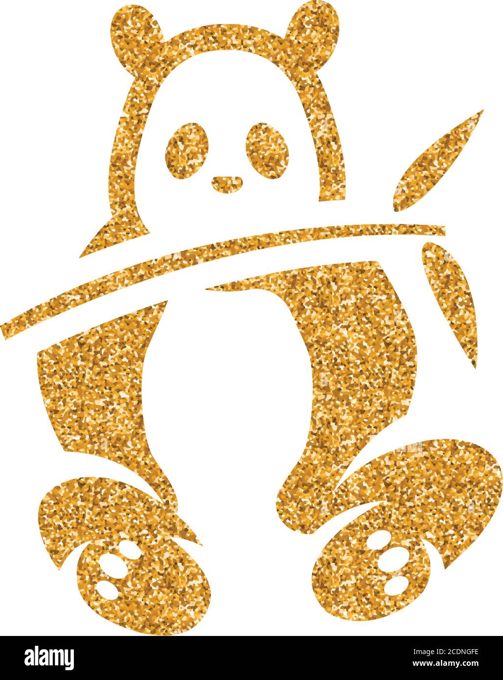 Panda icon in gold glitter texture. Sparkle luxury style vector ...