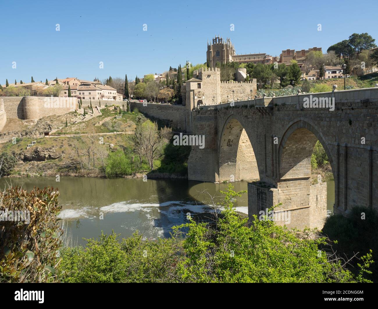 toledo at the tagus river in spain Stock Photo - Alamy