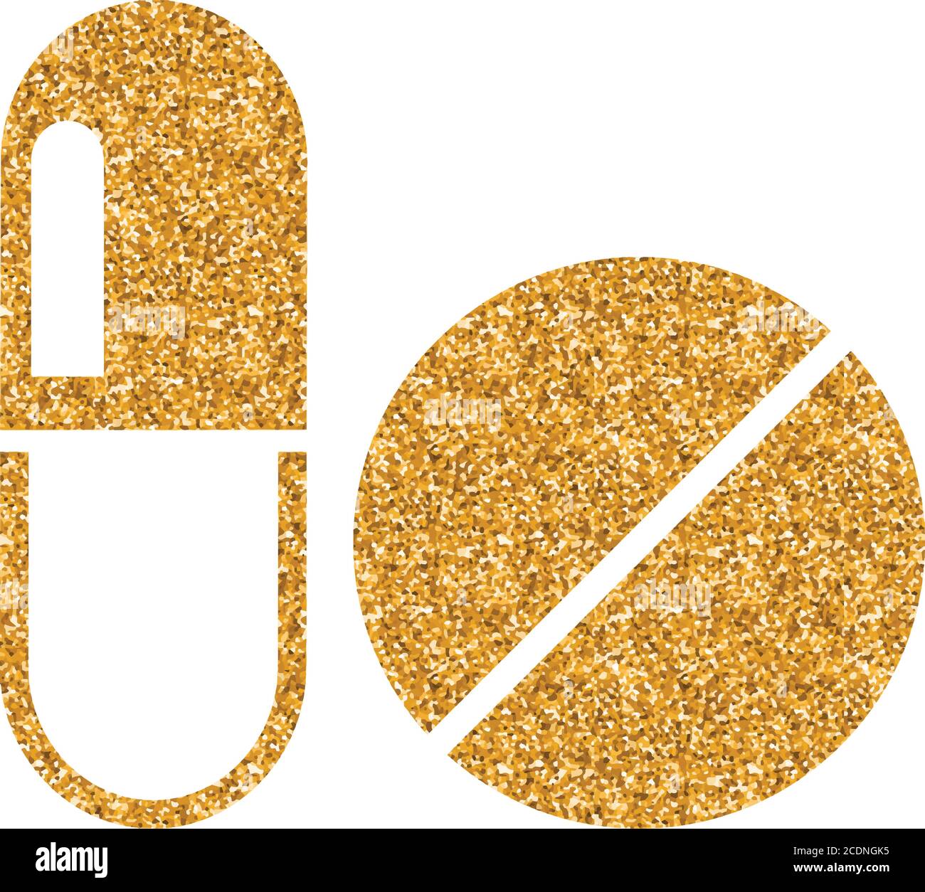 Pills icon in gold glitter texture. Sparkle luxury style vector ...