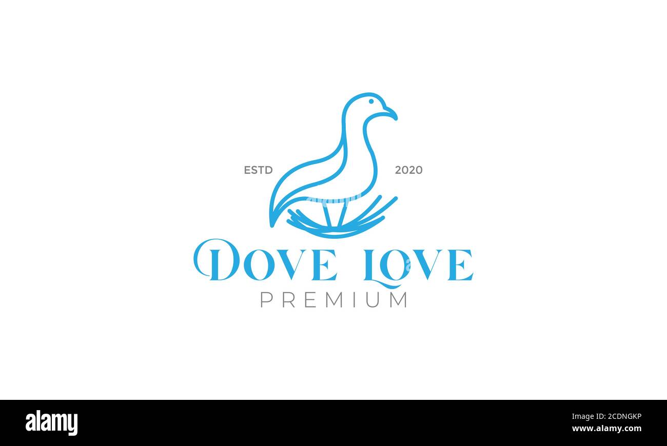 doves or pigeon bird on nest minimalist line logo design modern Stock Vector Image & Art - Alamy