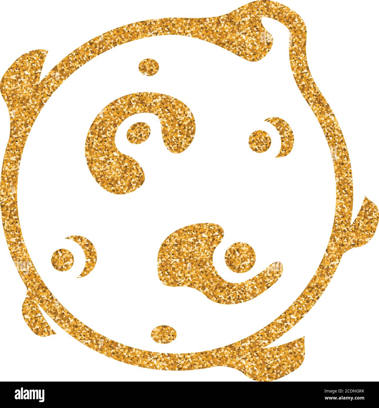 Planet icon in gold glitter texture. Sparkle luxury style vector ...