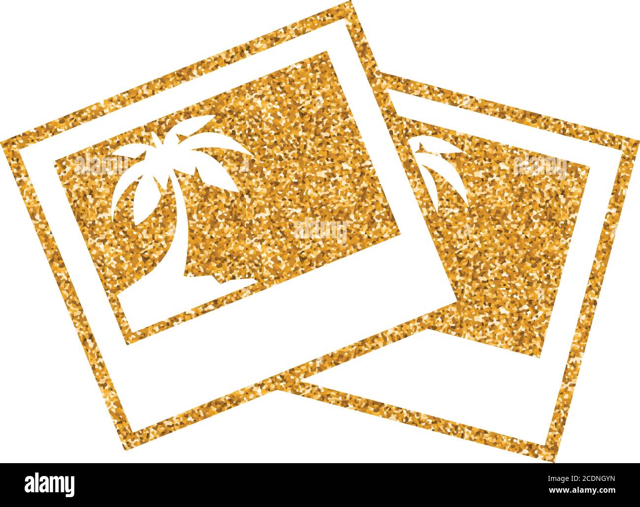 Photo frames icon in gold glitter texture. Sparkle luxury style vector ...