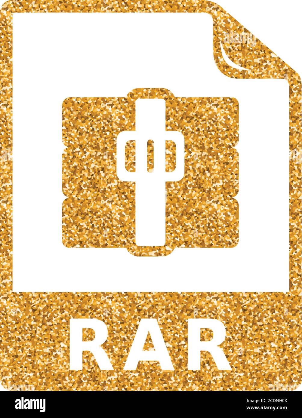Compressed file format icon in gold glitter texture. Sparkle luxury ...