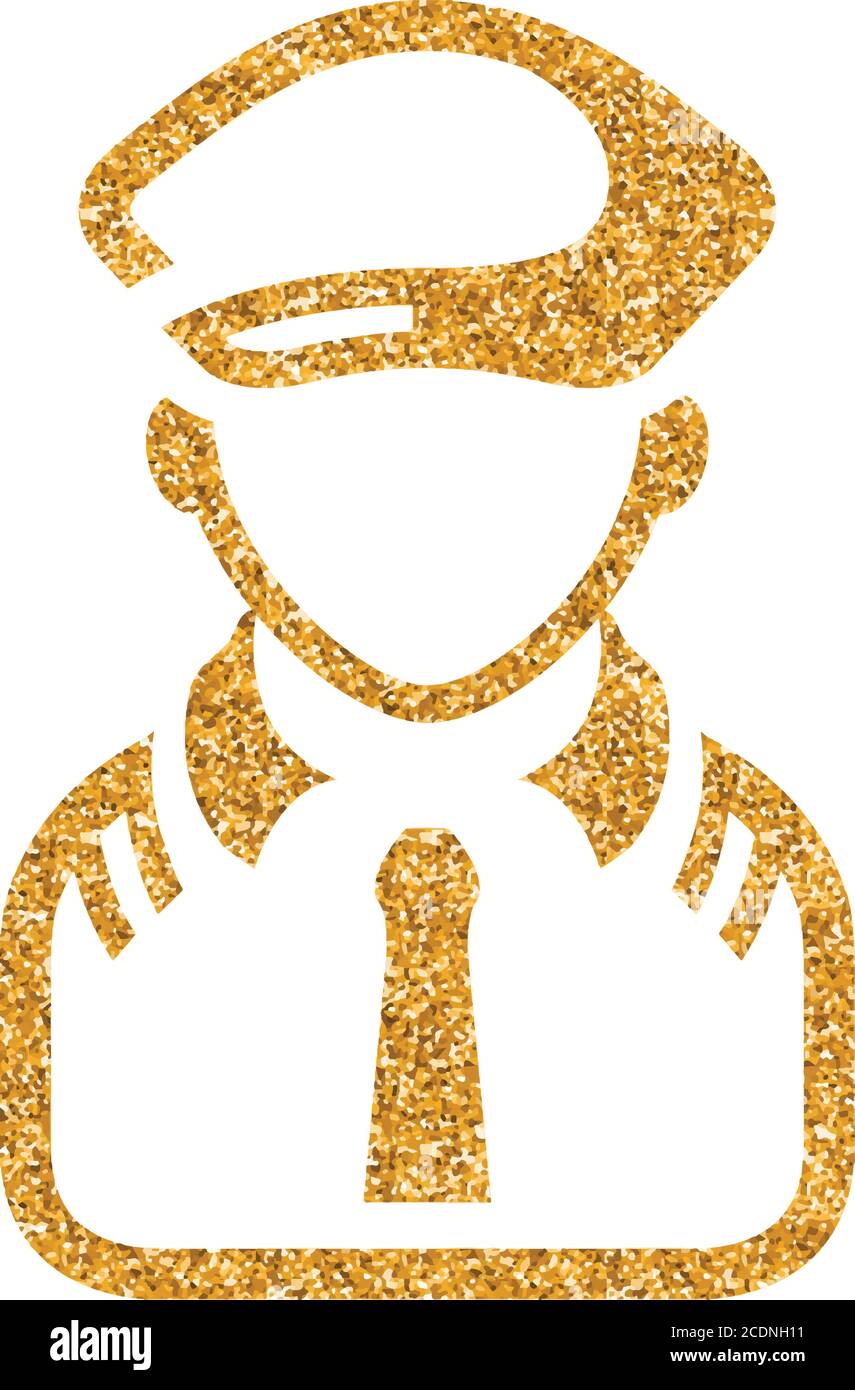 Pilot avatar icon in gold glitter texture. Sparkle luxury style vector ...
