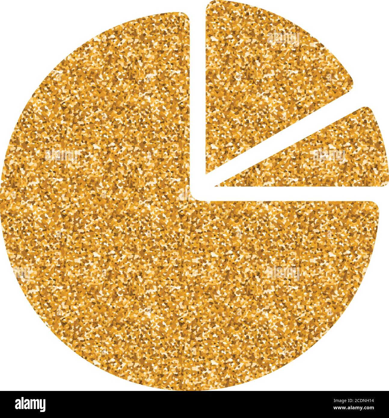 Pie chart icon in gold glitter texture. Sparkle luxury style vector ...