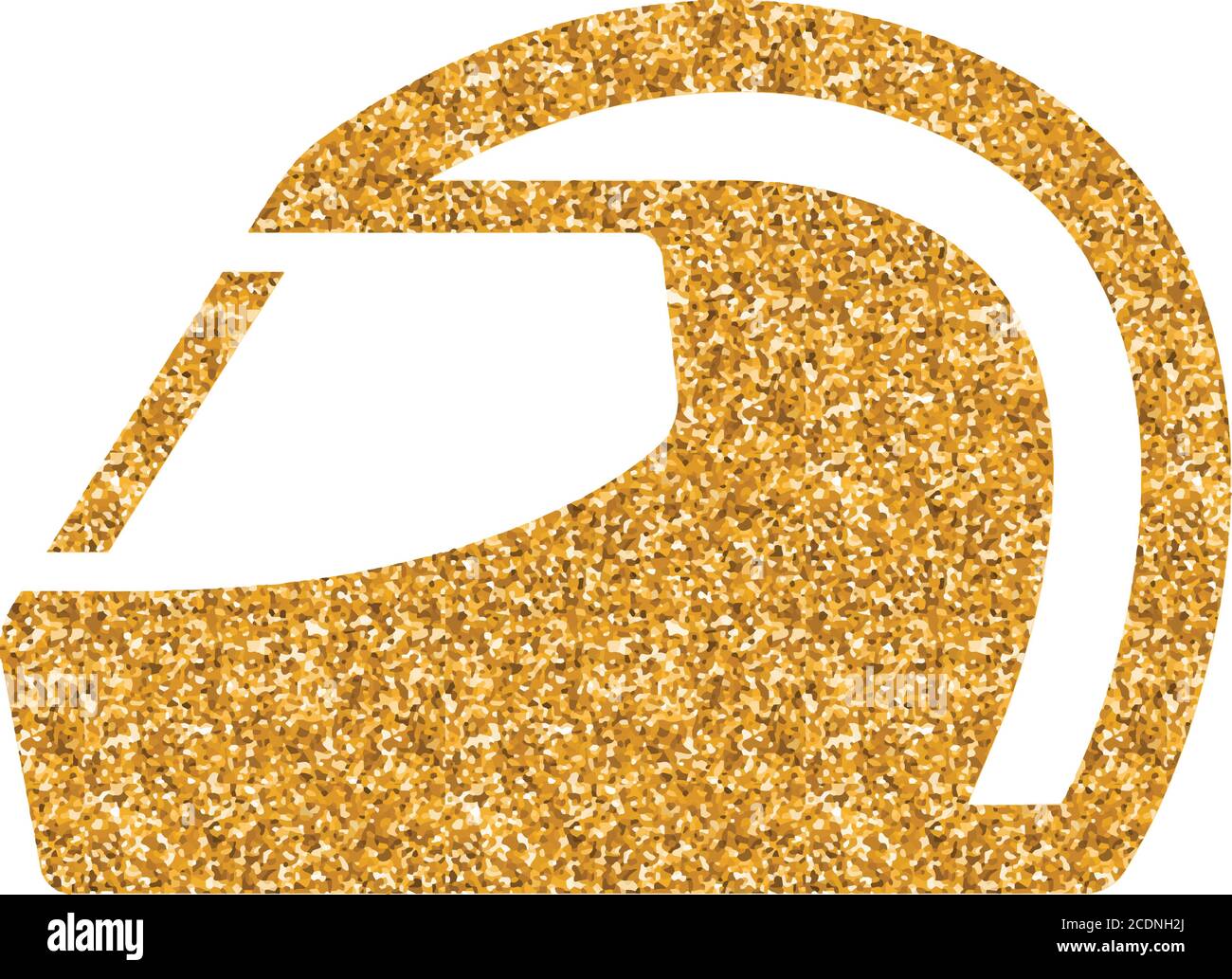 Motorcycle helmet icon in gold glitter texture. Sparkle luxury style ...