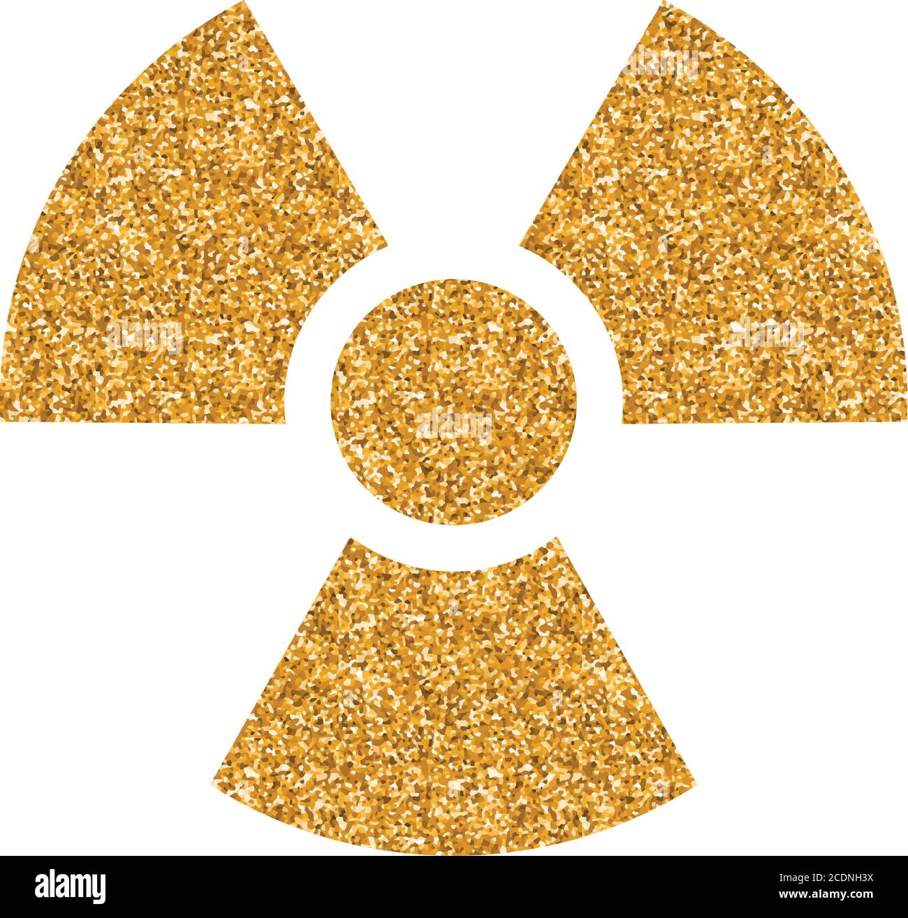 Radioactive symbol icon in gold glitter texture. Sparkle luxury style ...