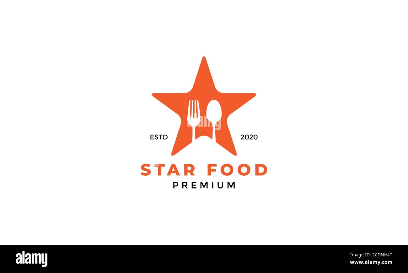 Star food restaurant with fork and spoon icon modern logo design Stock ...